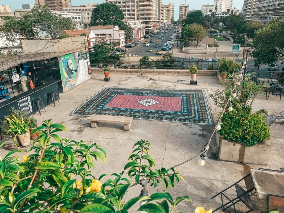 An Ornate Stenciled Rug By Mateo Complements A Cultural Centers 0021